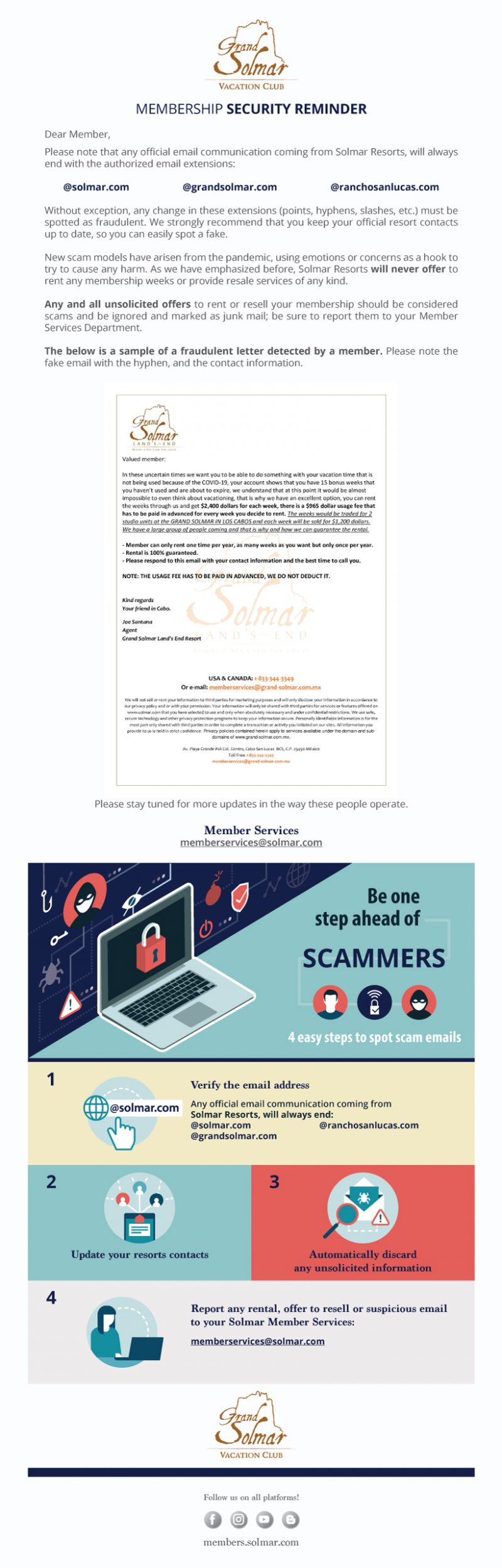 Membership Security Reminder - Solmar Members Blog